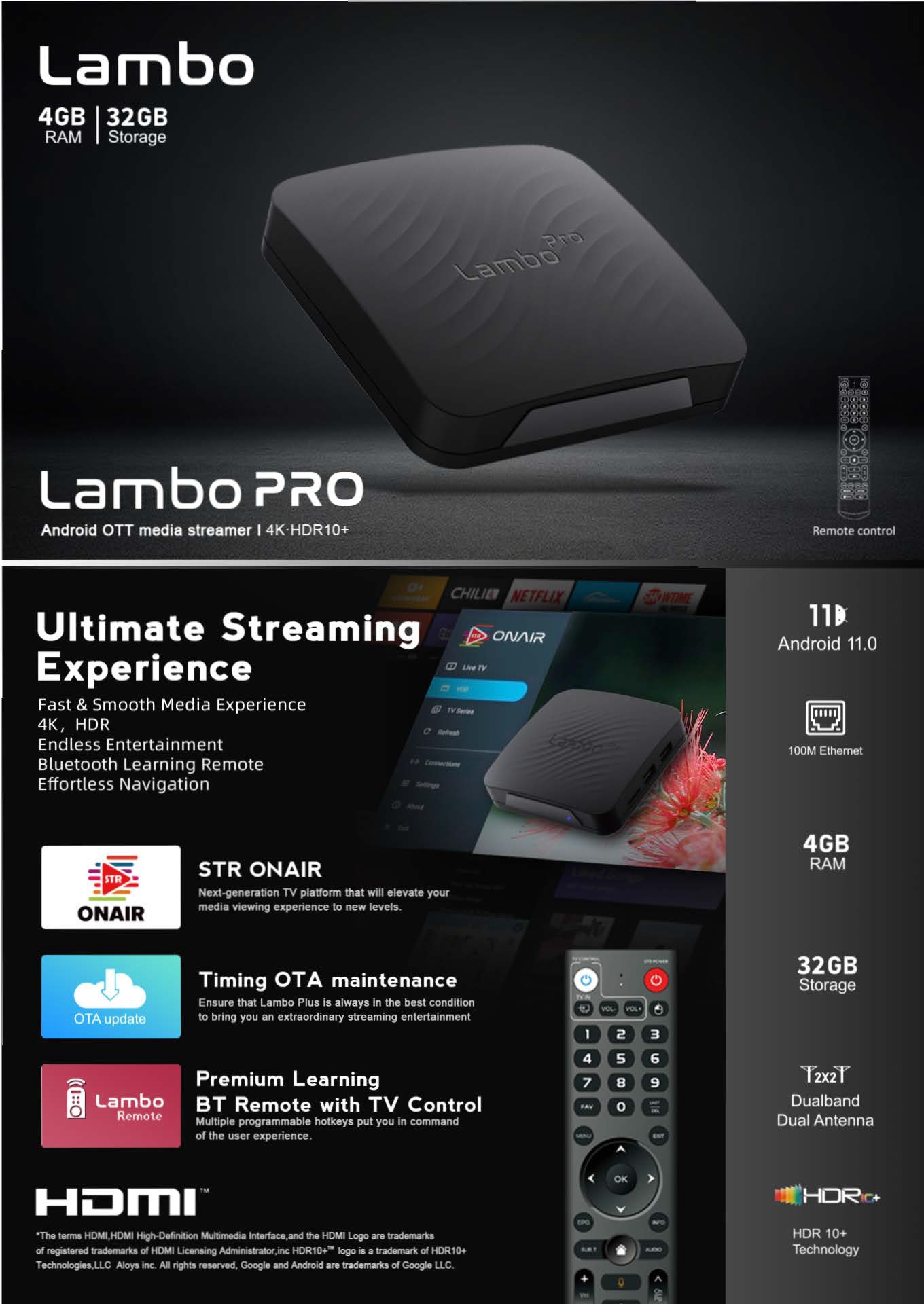 LAMBO Pro Box:Android 11 Dual Band 5G WIFI 4GB Ram 32GB ROM 4K [Lambo ...